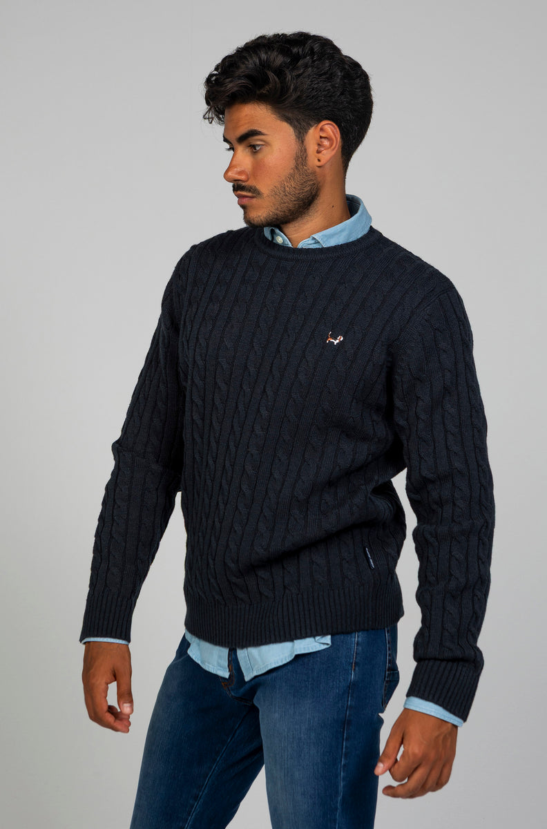 Jersey Cadenas Cuello Caja Marino – Albert Brandon